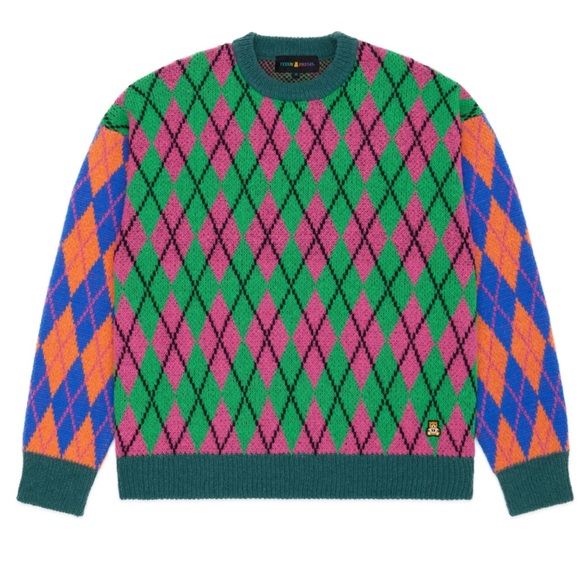 Teddy Fresh | Sweaters | Teddy Fresh Argyle Multi Color Knit Block ...